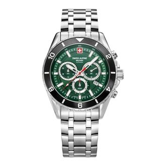 Swiss Alpine Military Swiss Alpine Military Herrenuhr Sierra Chrono- sportlich- silber/gr&uuml;n- Artikelnummer 7034.9138 - - Accessories - Herren - Grau - ONE SIZE
