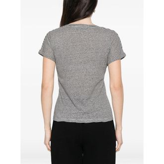 Aragona Striped Cotton-Linen T-Shirt - Black