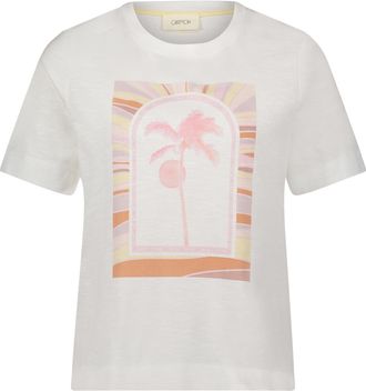 Cartoon Damen Printshirt mit Rundhalsausschnitt 36, Patch Cream/Pink