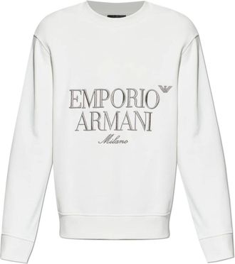 Emporio Armani Homme, Sweatshirts et sweats &agrave; capuche, Blanc, Taille: XL SweaT-shirt en jersey French terry avec logo brod&eacute;