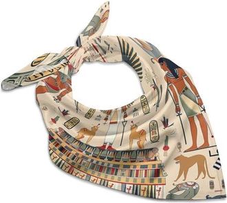 Generic Écharpe carrée en soie égyptienne pharaon - Légère - Écharpe ancienne pour cheveux - Respirant - Cadeau pour femme et homme, multicolore, 46x46cm