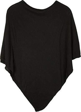 styleBREAKER Poncho Doux en Maille Fine de Couleur Unie, col Rond, Femme 08010042, Couleur:Noir