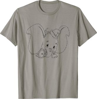 Disney Classic Dumbo Cute Elephant Dotted Sketch T-Shirt T-Shirt