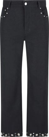 Valentino Garavani Homme, Pantalons, Noir, Taille: M Pantalon noir avec clous et étiquette en cuir