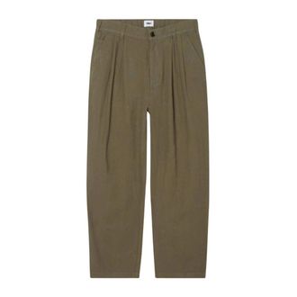 Obey Pantalon ample pliss&eacute; en lin Foster - Homme - Pantalons - Vert - Taille: XS