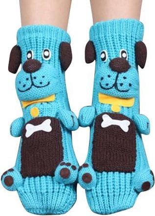 Generic Chaussettes de sol antid&eacute;rapantes en laine de dessin anim&eacute; pour lhiver - Chaussettes de No&euml;l &eacute;paisses pour adulte, bleu, A