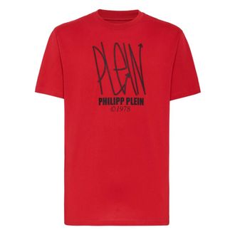 Philipp Plein T-Shirt Rundhals Totenkopf - - Tops - Herren - Rot - S