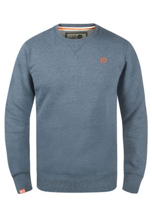 Solid SDBenn Herren Sweatshirt Pullover Sweater mit Rundhals-Ausschnitt Rippbündchen Label-Details Baumwollmischung Regular fit, Größe:2XL, Farbe:Grey Blue 