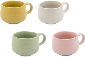 Jamie Oliver Big Love Cosy Cuppa Kaffeebecher-Set, gesprenkeltes Steingut, es Geschenk für jeden Anlass, spülmaschinenfest, mikrowellenfest, gemischte Farben, je 3