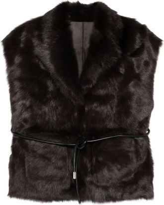Arma gilet ceintur&eacute; &agrave; design r&eacute;versible - Marron