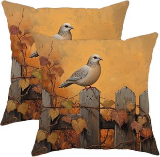 Generic Herbsttauben Dekokissen Quadratische Zierkissenbez&uuml;ge Luxuri&ouml;se Sofakissen F&uuml;r B&uuml;ro Bett Schlafzimmer 45X45Cm 2Er Set