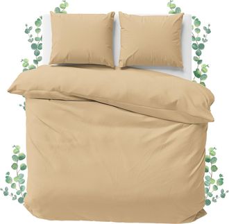 Jacobson Bettwäsche 200x220 Set - 100% Baumwolle Bettbezug 200x220 cm + 2 Kissenbezüge 80x80 cm, Perkal Bettwäsche 3-teilig mit Reißverschluss (200x220cm, Beig