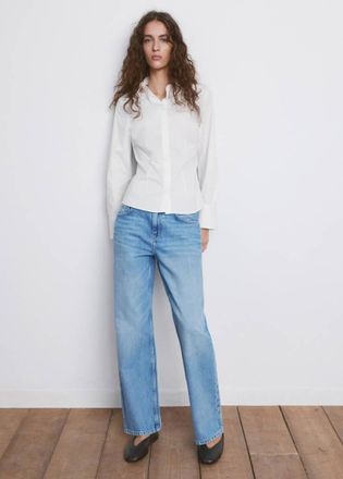 Mango Chemise popeline cintr&eacute;e blanc - Femme - XXL - MANGO