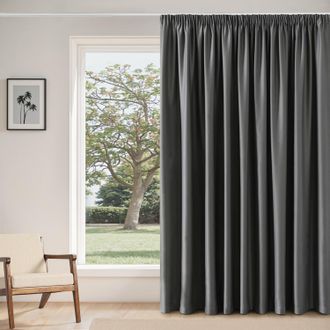 Miulee Vorh&auml;nge mit Kr&auml;uselband Grau Verdunklungsvorh&auml;nge 1er Set, Extra Breite Thermovorhang K&auml;lteschutz 300 cm Lang f&uuml;r Wohnzimmer Schlafzimmer Modern Blic