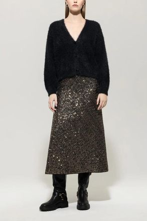 Luisa Cerano Femme, Jupes, Brun, Taille: 42 FR Sequin A-line Midi Skirt