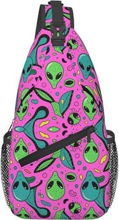 Generic Durable Sacoche Tactique Visages dextraterrestres, style artistique des ann&eacute;es 90 Sac Bandouli&egrave;re Mode Sac Poitrine pour Homme Cyclisme Camping