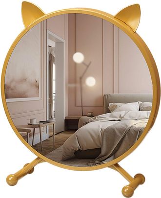 Generic Runder Spiegel Kosmetikspiegel Tischspiegel Verzerrungsfreie Reflexion f&uuml;r Wohnzimmer Badezimmer Schlafzimmer(Gold,40 cm)