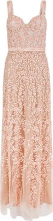 Genny Femme, Robes, Rose, Taille: 36 FR Robe Maxi en Dentelle P&ecirc;che