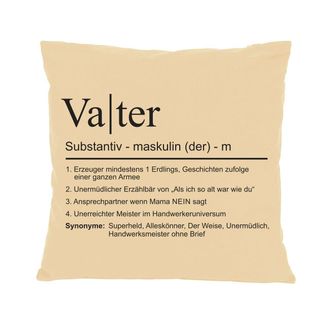 Spass Kostet Kissen mit Spruch und F&uuml;llung Dekokissen Vater lustige Definition Vatertag Zitat