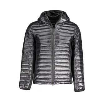 Calvin Klein Homme, Vestes, Noir, Taille: XL Veste à Capuche en Nylon Noir avec Fermeture Éclair