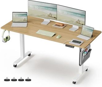 Vasagle H&ouml;henverstellbarer Schreibtisch elektrisch, 70 x 160 x (72-120) cm, stufenlos verstellbar, Memory-Funktion mit 4 H&ouml;hen, natureichenfarben LSD176N01V1