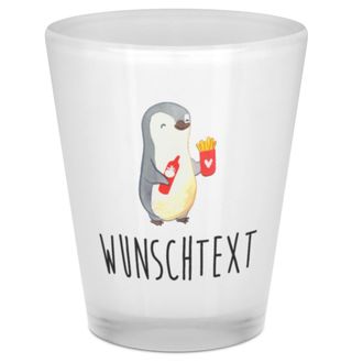 Mr. & Mrs. Panda Personalisiertes Schnapsglas Pinguin Pommes - Personalisierte Geschenke, Freundin, Personalisieren, Hochzeit, Freund, Geschenk f&uuml;r Frauen, Partner, mi