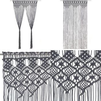 vidaXL Makramee Vorhang Anthrazit 140x240 cm Baumwolle - Makrameevorhang - Fensterdeko - Wohnaccessoires - Baumwollvorhang - Anthrazit - Home & Living