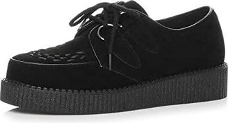 Ajvani Chaussures Semelles compensées Lacets Plateforme Gothiques Creepers, Daim Noir, Taille 11