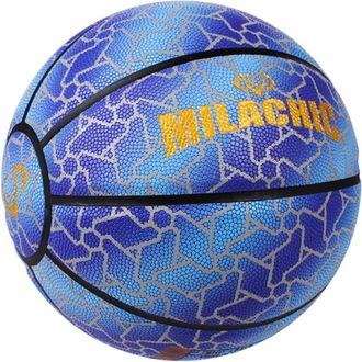 Generico Holographischer reflektierender Basketball: Glow in Ball Dark, Pu Street Ball | reflektierender Basketball mit Balltasche und Pumpe, Sportspiel f&uuml;r Er