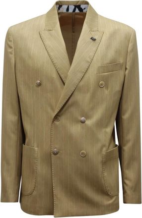 Bob Homme, Vestes, Jaune, Taille: XL Suit401 Costume crois&eacute; &agrave; rayures