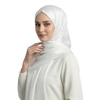 Janisramone Hijab en papier de soie de luxe pour femme, foulard de t&ecirc;te en satin lisse, l&eacute;ger et brillant, sans plis, long ch&acirc;le pour femme musulmane, 160 x 70 cm