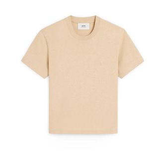 Ami Gepr&auml;gtes T-Shirt mit Signaturmotiv - - Tops - Herren - Beige - S