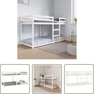 vidaXL Hochbett Kiefer - Etagenbett Wei&szlig; 80x200 cm Massivholz Kiefer