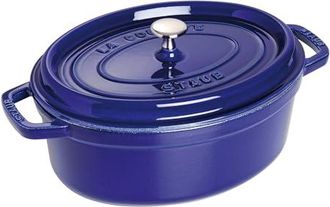 Staub Cocotte en Fonte Émaillée avec Couvercle, Tous feux dont induction, 4 à 5 personnes, Ovale, 29 cm, 4,20 L, 6,5 kg, Bleu Intense