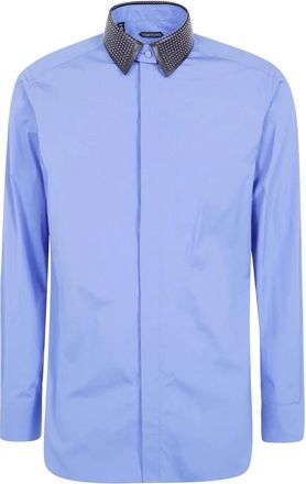 Tom Ford Chemise Popeline Teinte Pi&egrave;ce Coupe Fluide - Homme - Chemises - Bleu - Taille: L