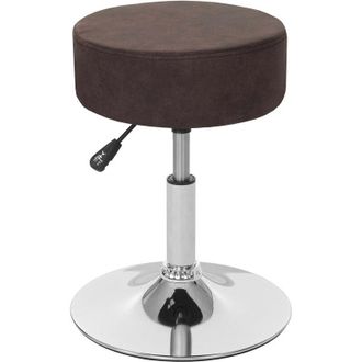 Mendler Tabouret HWC-C22, hauteur r&eacute;glable &Oslash; 35 cm imitiation daim - brun fonc&eacute; vintage