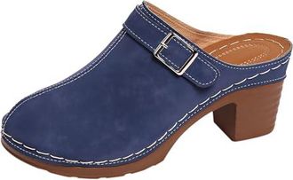 Generic Mules et Sabots Femme &agrave; Talon Bloc Bout Ferm&eacute; Bout Rond R&eacute;tro Sandales Pantoufles L&eacute;g&egrave;res Confortable Chaussures D&eacute;contract&eacute;e pour Printemps Et &Eacute;t&eacute; 35