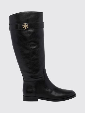 Tory Burch Bottes western hauteur genou en cuir de veau avec logo Double T