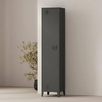 Dmora Hochschrank Mirtillo 38x38x180 cm Grau 1 Regal, 2 F&auml;cher