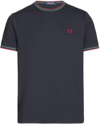 Fred Perry Baumwollstickte T -Shirt - Blau