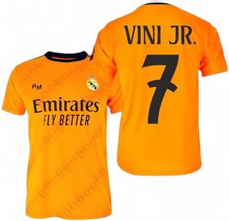 Generico T-shirt RM orange pour adulte avec dos de Vini Jr. - Design sportif, respirant et confortable pour les fans et les amateurs de football, orange, S