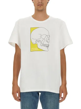 Alexander McQueen Skull Print Cotton T-Shirt - White