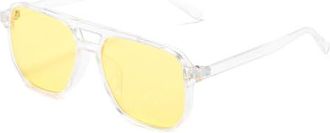 Generic Lunettes de soleil rétro à double ponts pour femme - Bleu et orange dégradé - UV400 - Pour homme - Jaune transparent - One 2026