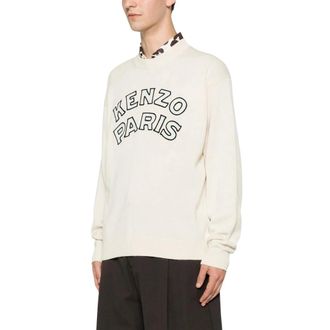 Kenzo Homme, Pulls, Beige, Taille: XL Paris Emblem Jumper