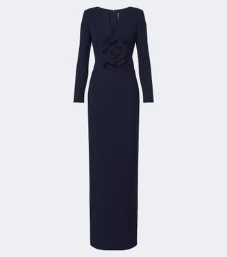 Roland Mouret Robe longue en cr&ecirc;pe &agrave; appliqu&eacute; floral