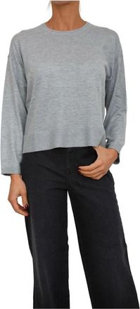 Nenette Femme, Pulls, Gris, Taille: 44 FR Maglia Girocollo Ricamo Strass Piazzato