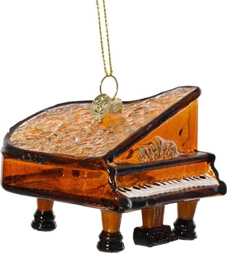 Kaemingk Christbaumschmuck Glas 7,6cm - Klavier Figur zum Aufhängen - Weihnachtsbaum Anhänger für Weihnachten - Christbaumanhänger & Weihnachtsbaumschmuck - Mu