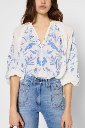 Gerard Darel Blouse patchwork en voile de coton - UTESA - Blanc