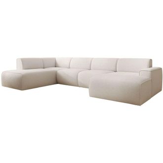 Selsey Selsey Bouvi - Wohnlandschaft mit seitlicher R&uuml;ckenlehne an der Ottomane links, creme, Boucl&eacute;