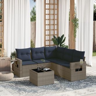 vidaXL Vidaxl Set Divani Da Giardino 6 Pz Con Cuscini Grigio In